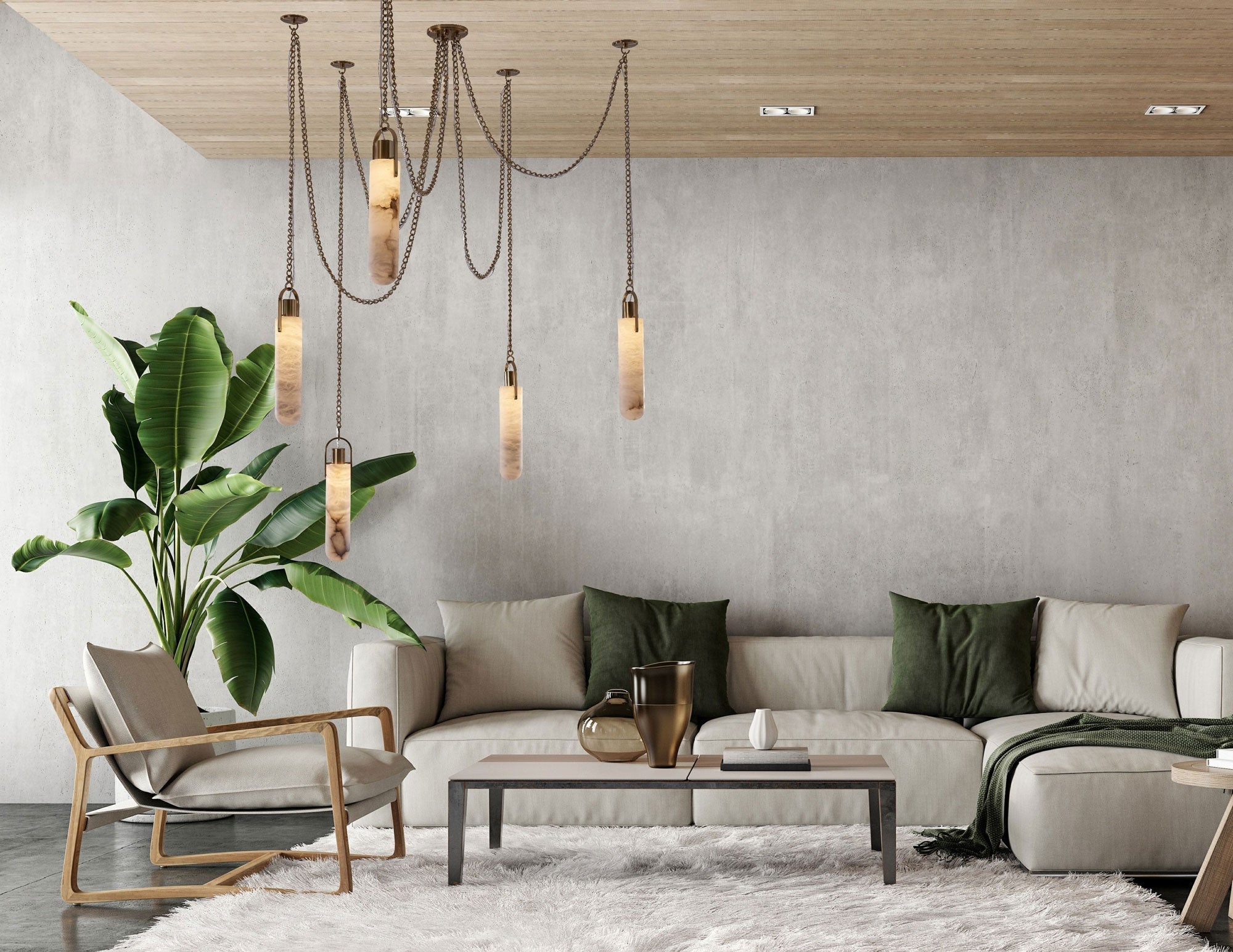 Alabaster Flint LED Multi-Drop Pendant – Emma-light